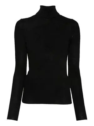 SOLOTRE Ruched Roll-neck Sweater - Black