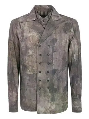 ZIGGY CHEN Double-breasted Layered-effect Shirt - Grey