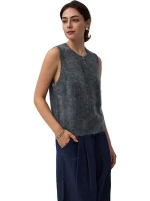 JUANA Brushed Wool-blend Vest - Forest Multi