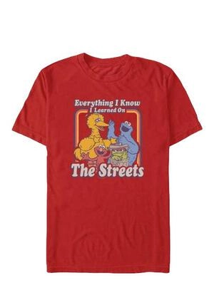SESAME STREET® Everything I Know I Learned On The Streets Short Sleeve Graphic T-shirt - Red