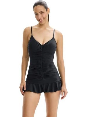 GOTTEX Tutti Frutti Shirred Swimdress - Black