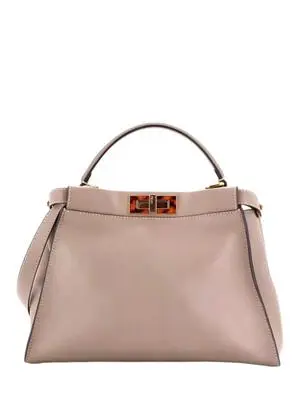 Fendi Peekaboo Bag Leather With Tortoise Detail Regular Shoulder Bag - Neutrals