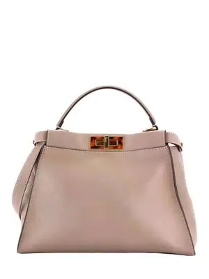 FENDI Peekaboo Bag Leather With Tortoise Detail Regular Shoulder Bag