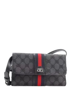 BALENCIAGA X Gucci The Hacker Wallet On Strap Bb Canvas Shoulder Bag