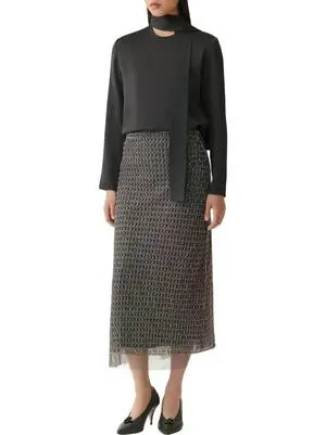 FABIANA FILIPPI Bead-embellished Tulle-overlay Midi Skirt
