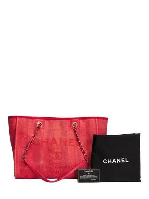 FWRD RENEW Chanel Small Deauville Tote Bag Red