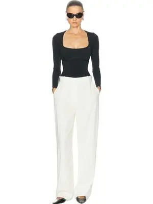 FLEUR DU MAL Scoop Neck Long Sleeve Bodysuit