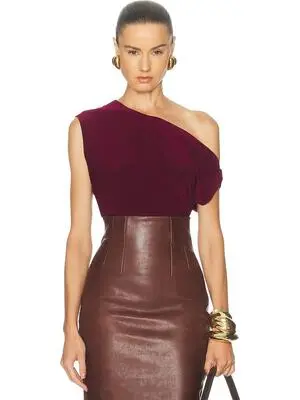 NORMA KAMALI Norma Kamali X Lifestyle Drop Shoulder Top In Burgundy