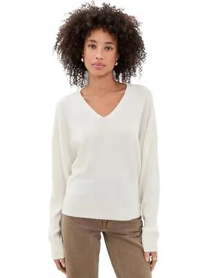 Theory Relaxed V Neck Cashmere Sweater - Ivory