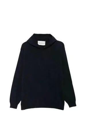 AMARANTO Knitted Wool Hoodie - Blue