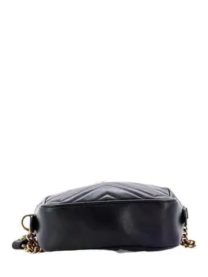 Gucci Gg Marmont Shoulder Bag Matelasse Leather Mini Crossbody Bag - Black