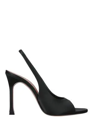 Amina Muaddi Satin Alexa Slingback Mules 105 - Black