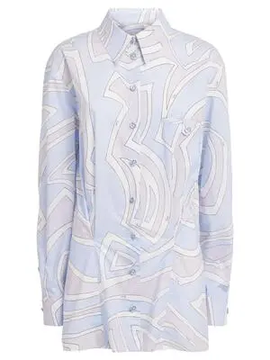 Emilio Pucci Cotton Print Tailored Shirt Dress - Blue