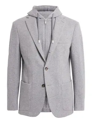 Eleventy Wool-cashmere Hooded Blazer - Grey