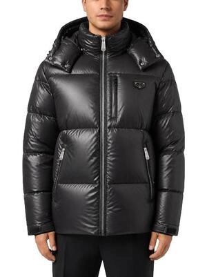 Philipp Plein Shiny Nylon Puffer Jacket - Black