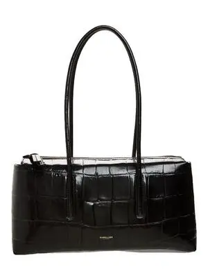 DEMELLIER The Stockholm Croc Embossed Leather Shoulder Bag - Black