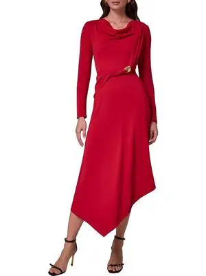 Donna Karan New York Long Sleeve Asymmetric Dress - Red