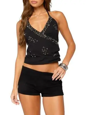 EDIKTED Kadie Ring Halter Top - Black