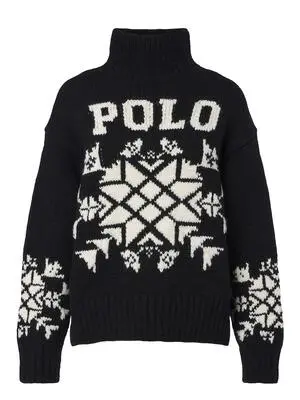Polo Ralph Lauren Intarsia Wool Turtleneck Sweater - Black