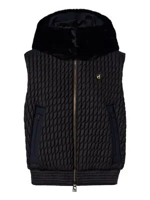 Toni Sailer Flora Hooded Teddy-trimmed Ski Vest - Black