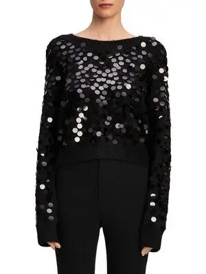 Cinq À Sept Briana Paillette Pullover Sweater - Black