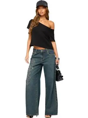 EDIKTED Dosie Off The Shoulder Top - Black