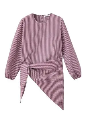 Mango Striped Bandana Cotton Top - Burgundy