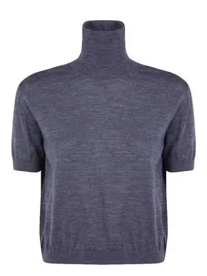 N°21 Short-sleeve Turtleneck Sweater - Grey