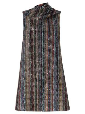Missoni Flared Mini Dress With Draped Neckline - Multicoloured