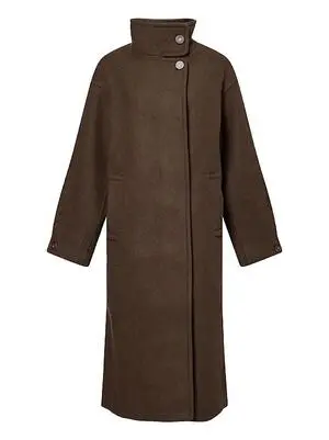 DAMSON MADDER Agnes Funnel-collar Wool-blend Coat - Choc