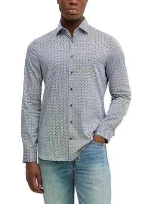 Michael Kors Monogram-print Long-sleeve Shirt - Blue