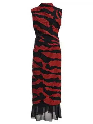 Proenza Schouler Maila Tiger Crinkle Intarsia Midi Dress - Red