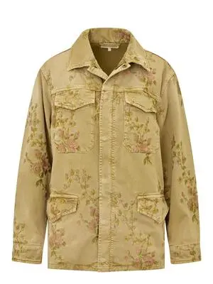 LoveShackFancy Ariselle Embroidered Cotton Jacket - Olive