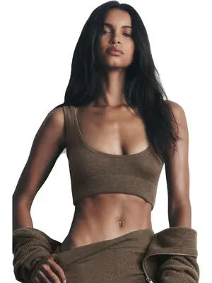 Alo Yoga Semi-sheer Cashmere Eternity Bra Java Brown Heather