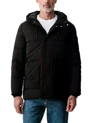 Guess Hooded Quilted Jacket - Black