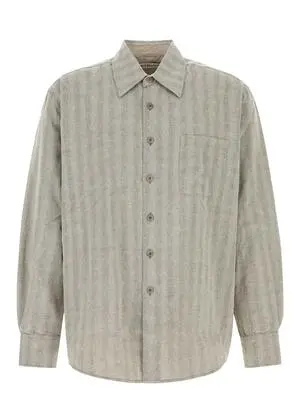 Our Legacy Embroidered Oversize Cotton-linen Shirt For - Checked