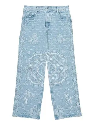Casablanca Carpet Jacquard Baggy Denim Jeans - Lightblue