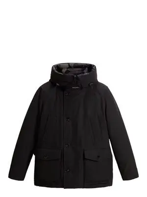 WOOLRICH Woolrich Chevron Quilted Hooded Jacket With Ribbed Cuffs And Multiple Pockets