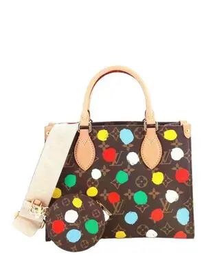 LOUIS VUITTON Onthego Yayoi Kusama Painted Dots Monogram Canvas Pm Tote Bag - Brown