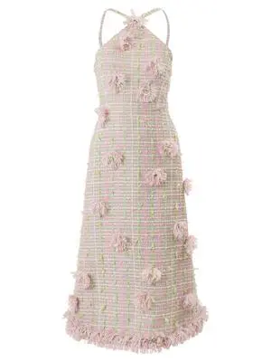Carolina Herrera Embellished Grid Tweed Knee-length Dress - Multi
