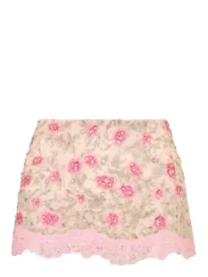 LoveShackFancy Daven Beaded Mini Skirt - Multi