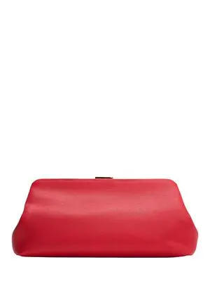 Carolina Herrera Bianca Large Grain Leather Clutch - Red