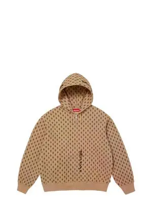 Supreme God Over Money Monogram-print Zip-up Hoodie Brown