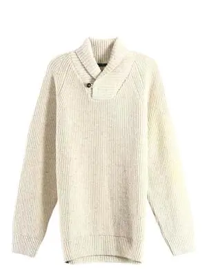 Barbour Fleck Ribbed Shawl-collar Sweater - Neutrals