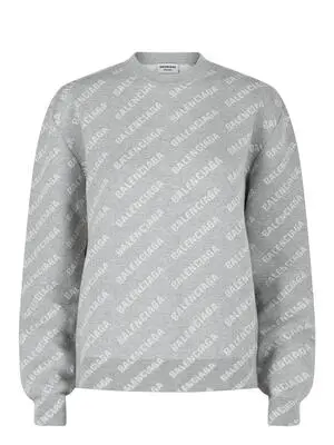 Balenciaga Allover Logo Knit Sweater White - Grey