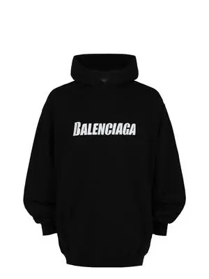 Balenciaga Destroyed Oversized Hoodie White - Black