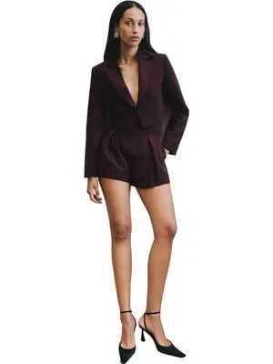 Meshki Simone Cropped Suiting Blazer - Dark Chocolate