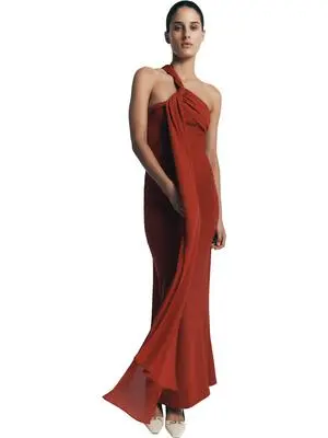 Meshki Philippa Knotted Crepe Maxi Dress - Ruby Red