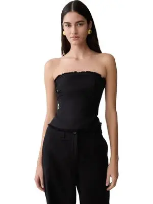 Meshki Annie Strapless Tie Back Linen Top Black