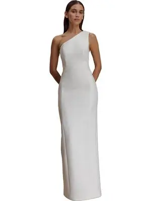 Meshki Milena One Shoulder Crepe Maxi Dress - White